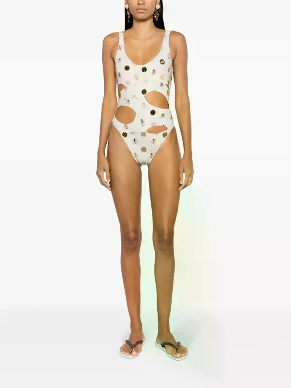 AMIR SLAMA Graphic-print Cut-out One-piece Swimsuit
