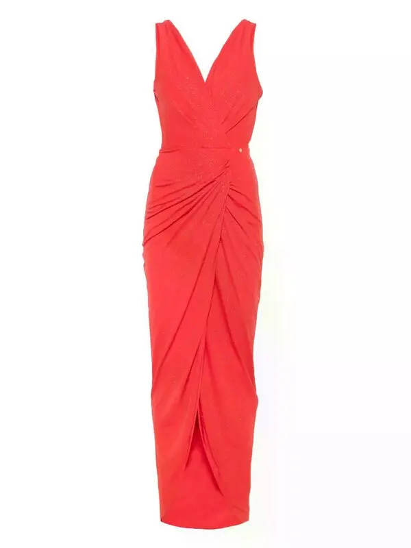 NISSA Glitter Maxi Dress - Red