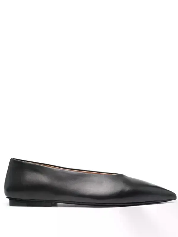 Marsèll Ago Pointed-toe Leather Ballet Flats - Black
