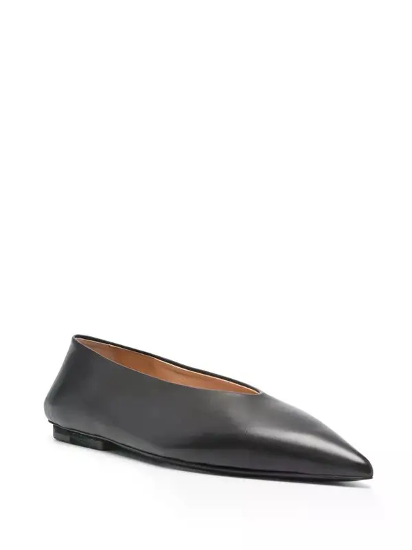 Marsèll Ago Pointed-toe Leather Ballet Flats - Black