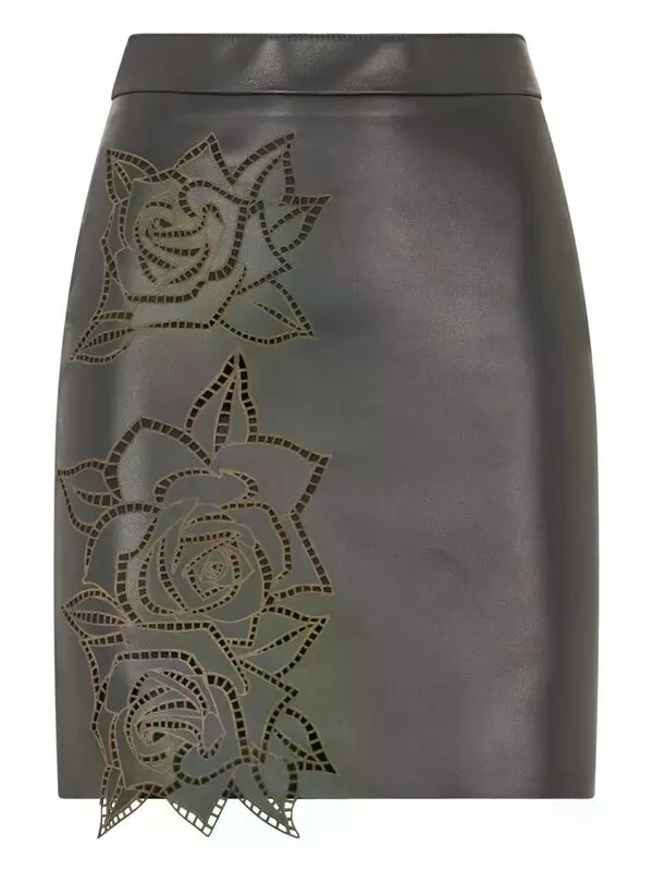Roberto Cavalli Laser-cut Roses Mini Skirt - Black
