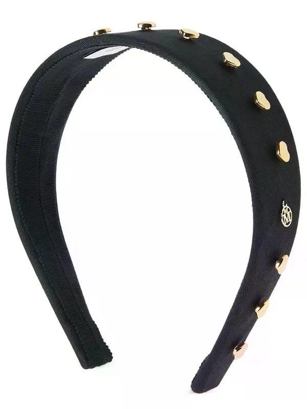 MAISON MICHEL Miwa Heart-studded Headband - Black