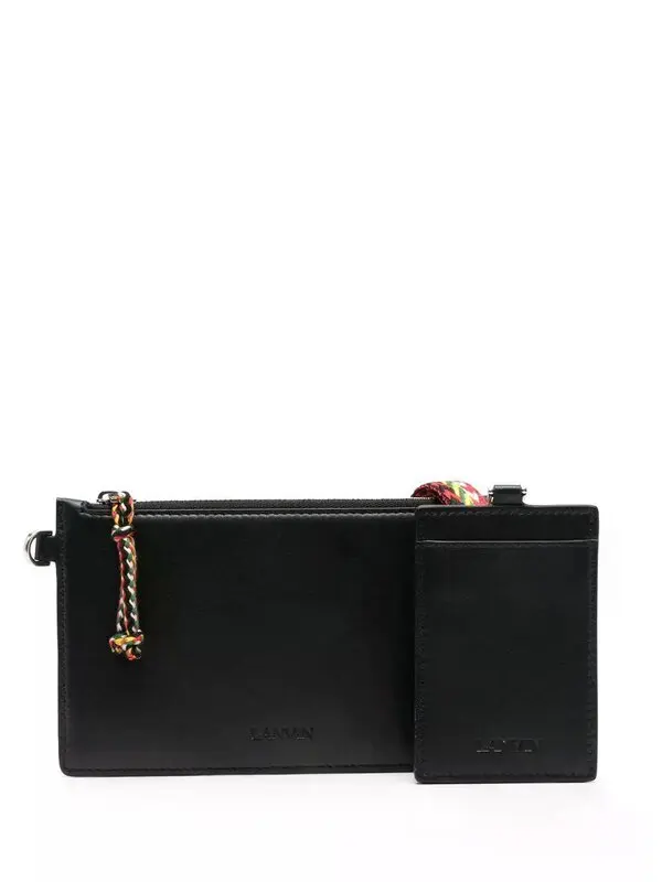 LANVIN Logo-debossed Leather Clutch - Black