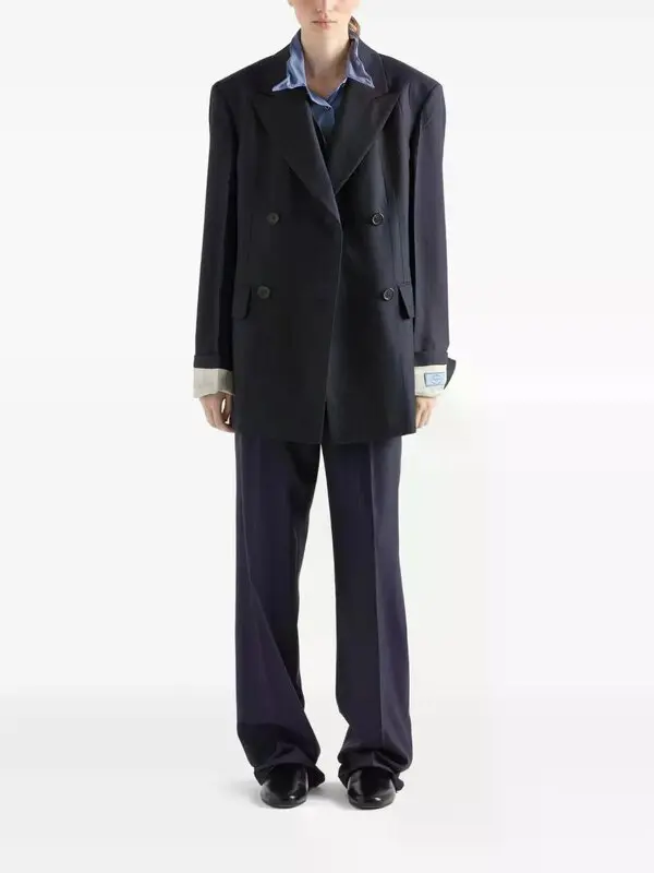 Prada Belted Wool Trousers - Blue