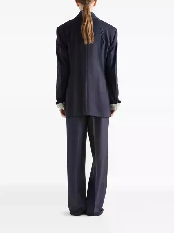 Prada Belted Wool Trousers - Blue