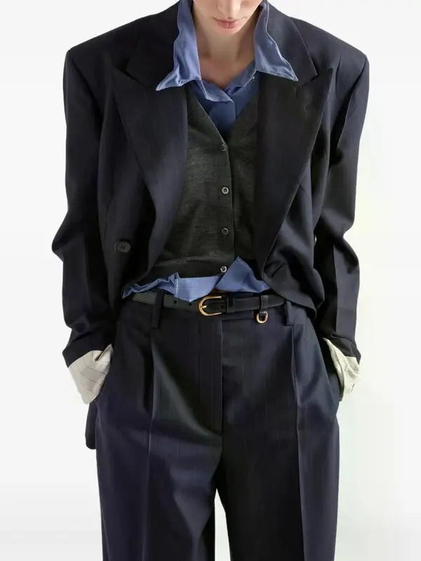 Prada Belted Wool Trousers - Blue