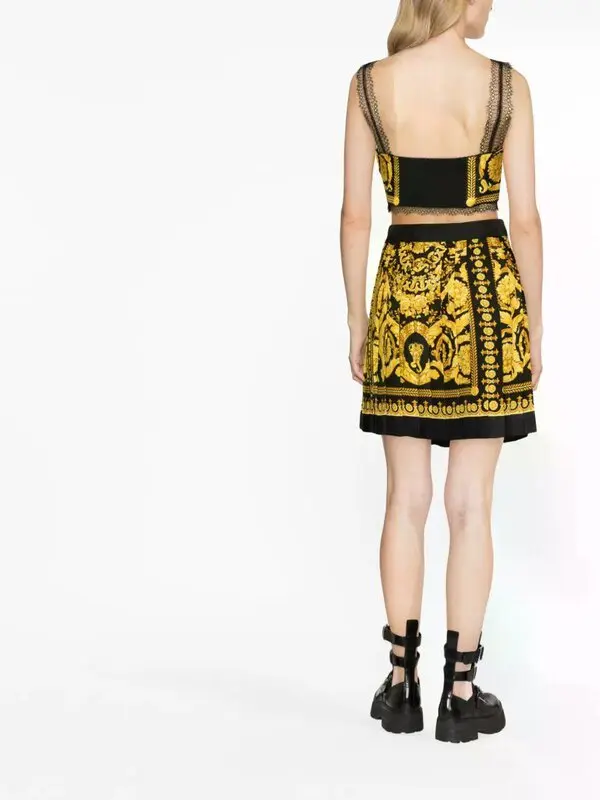 Versace Barocco Print Pleated Skirt