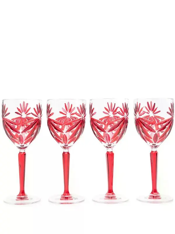 LES-OTTOMANS Stars Crystal Wine Glasses Set - Red