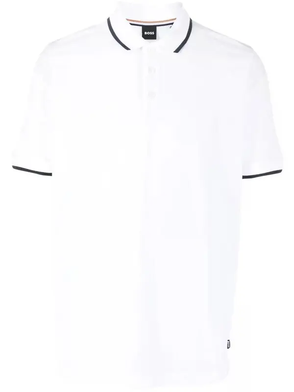 BOSS Logo-emed Cotton Polo Shirt - White
