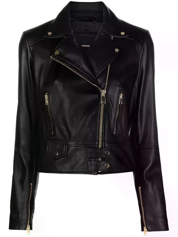 Pinko Nappa Leather Biker Jacket