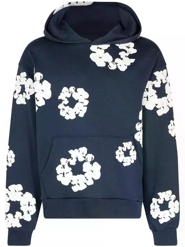 DENIM TEARS Wreath-print Cotton Sweatshirt - Blue