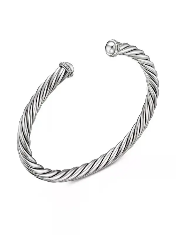 David Yurman Sterling Cable Diamond Cuff Bracelet