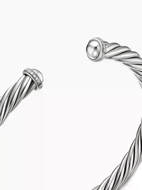 David Yurman Sterling Cable Diamond Cuff Bracelet