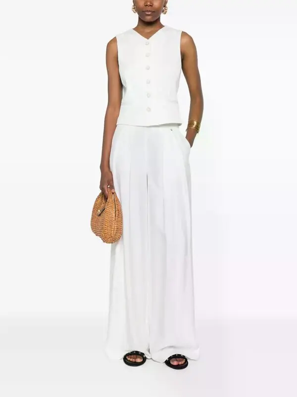 NISSA Gathered Detailing Palazzo Pants - White