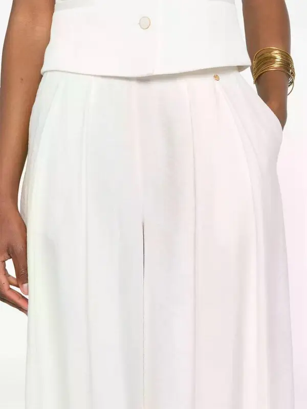 NISSA Gathered Detailing Palazzo Pants - White