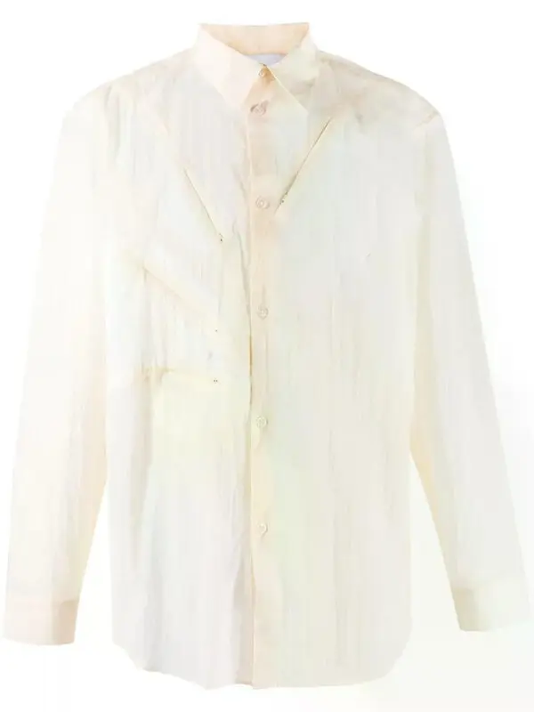 POST ARCHIVE FACTION Semi-sheer Zip-pocket Shirt - Neutrals