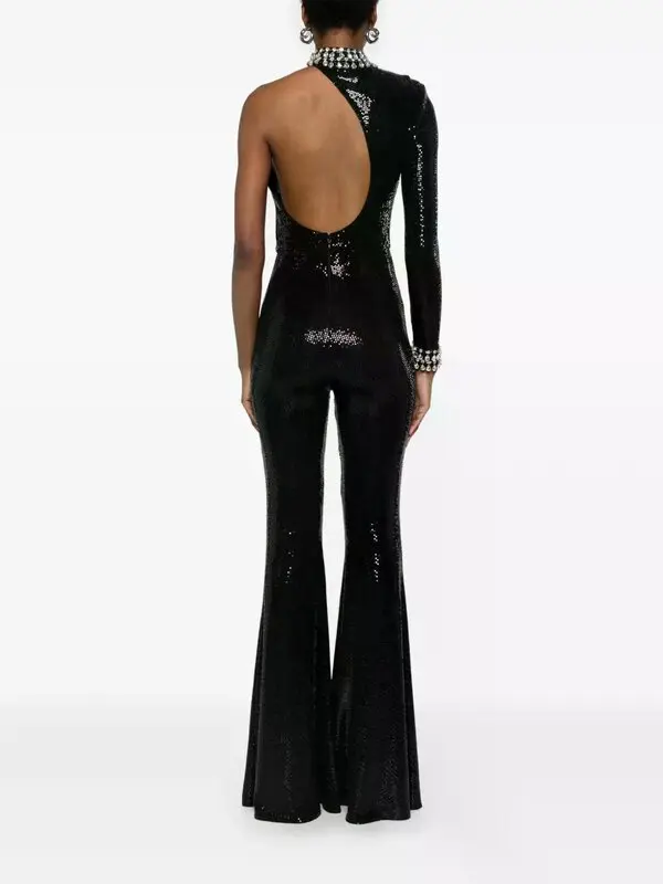 NISSA One-shoulder Sequin Flare Jumpsuit