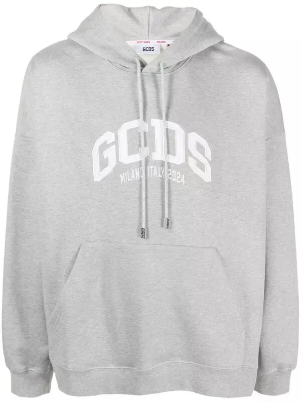 Gcds Logo-patch Jersey Cotton Hoodie