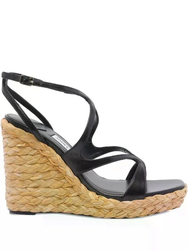 JIMMY CHOO Ayla Leather Wedge Sandals With Buckle Fastening
