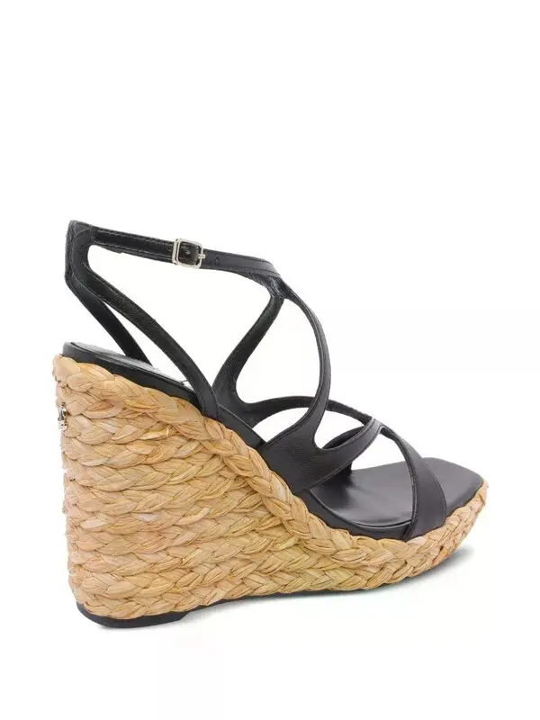 JIMMY CHOO Ayla Leather Wedge Sandals With Buckle Fastening