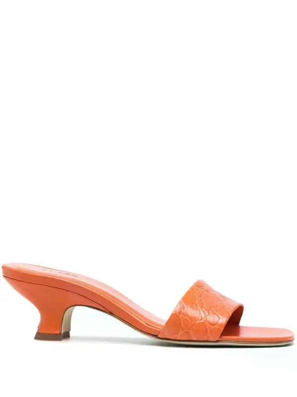 By Far Ceni Crocodile-embossed Mules