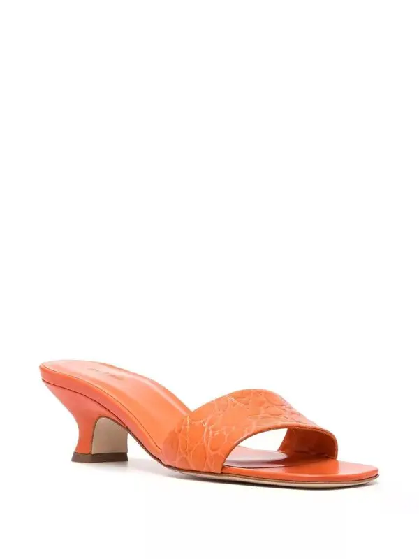 By Far Ceni Crocodile-embossed Mules