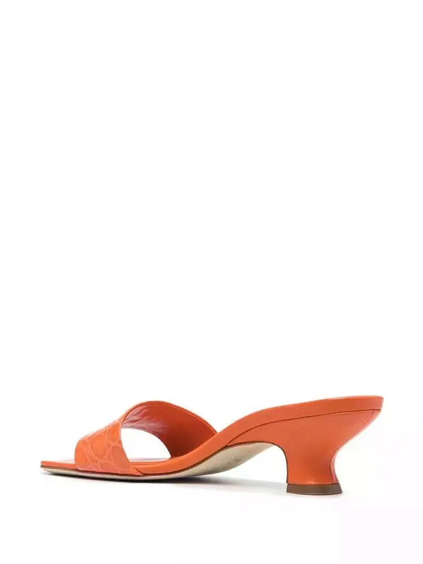 By Far Ceni Crocodile-embossed Mules