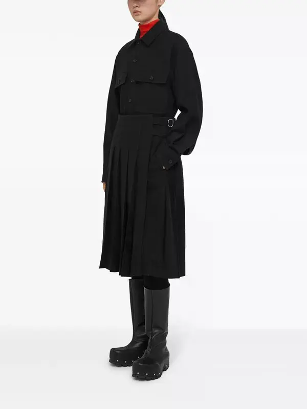 JIL SANDER Long-sleeve Wool Flannel Overshirt - Black