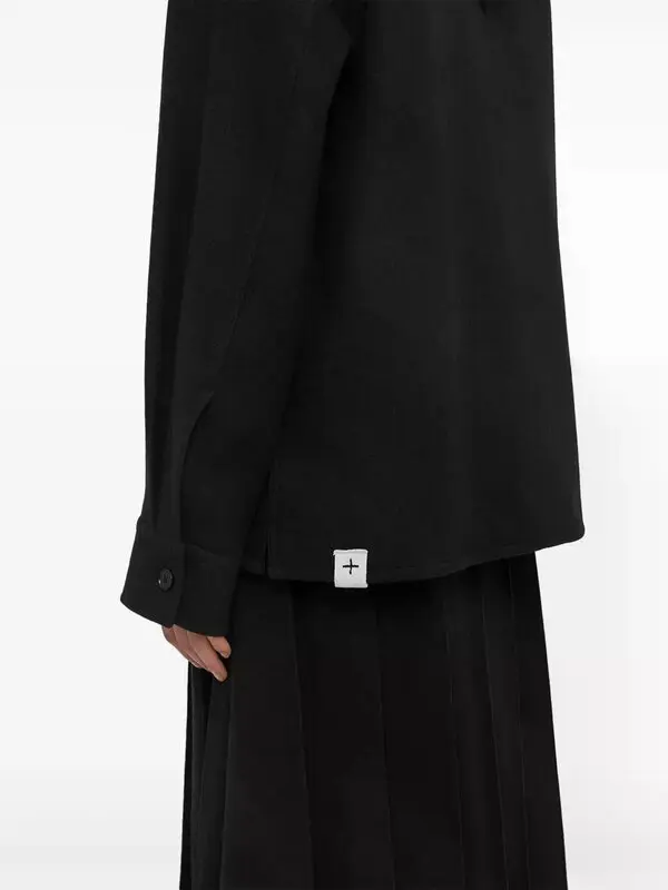 JIL SANDER Long-sleeve Wool Flannel Overshirt - Black