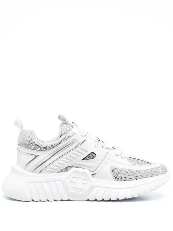 Philipp Plein Leather Rhinestone-embellished Runner Sneakers