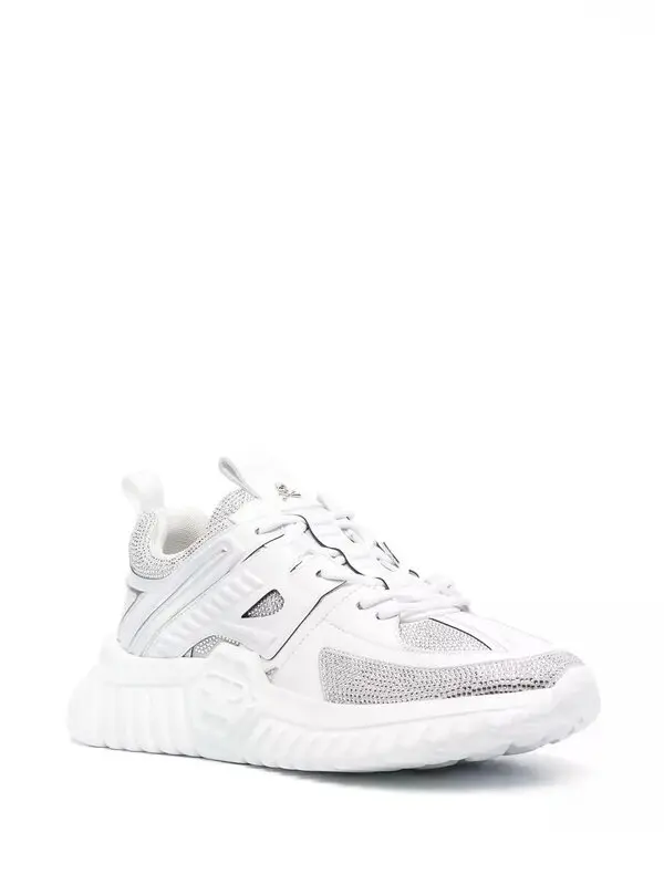 Philipp Plein Leather Rhinestone-embellished Runner Sneakers