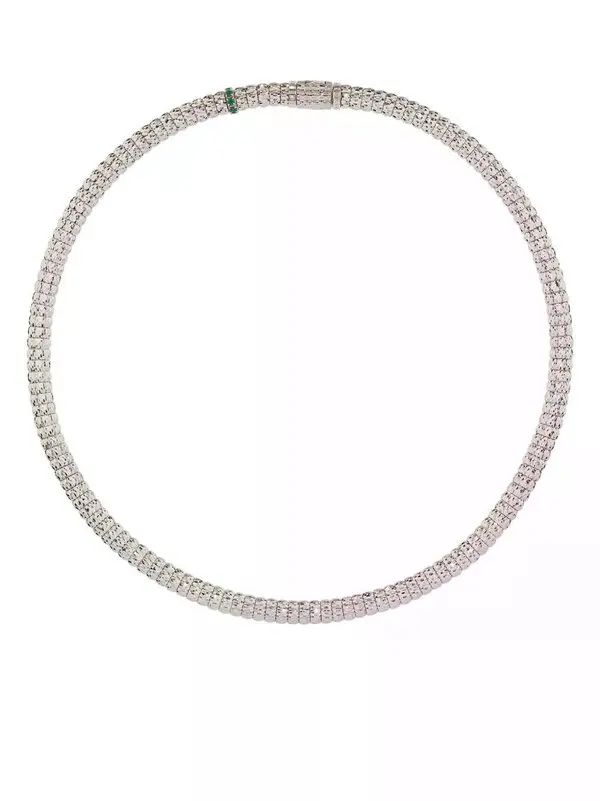 OFFICINA BERNARDI 18kt White Gold Enigma Emerald And Diamond Necklace - Silver