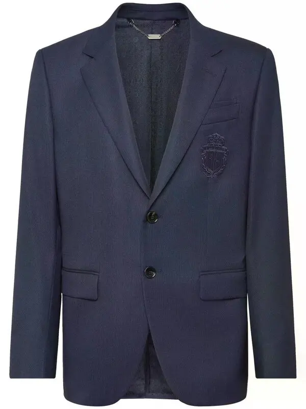 BILLIONAIRE Embroidered-logo Blazer - Blue