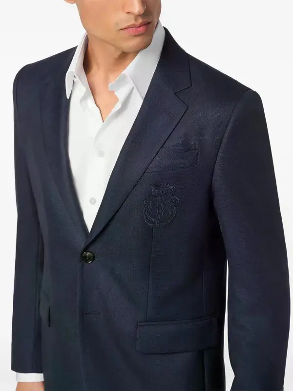 BILLIONAIRE Embroidered-logo Blazer - Blue
