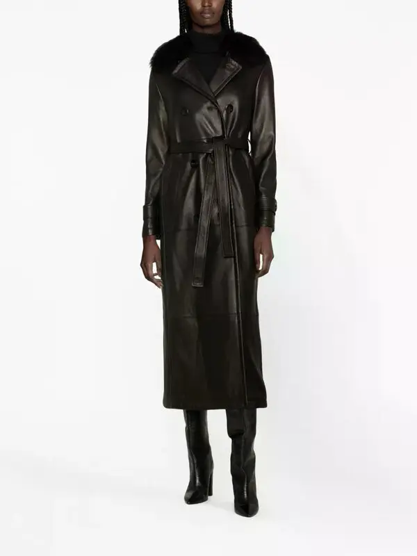 BLANCHA Shearling-collar Double-breasted Coat
