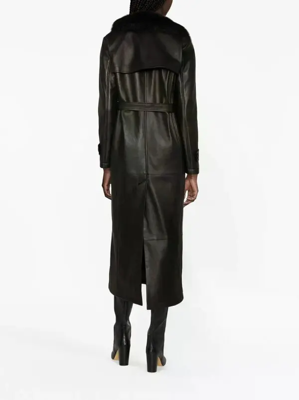 BLANCHA Shearling-collar Double-breasted Coat
