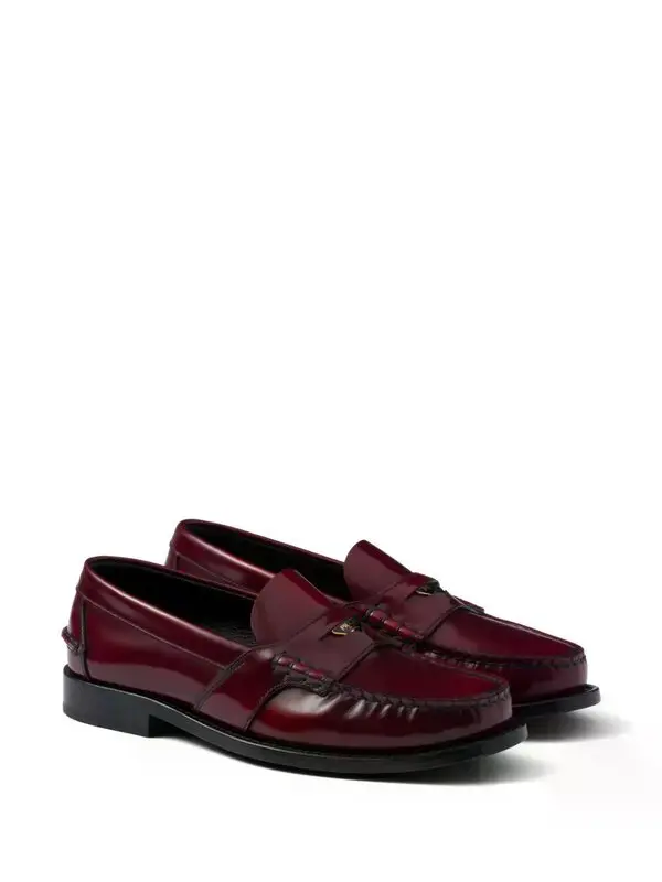 Prada Brushed-leather Loafers - Red