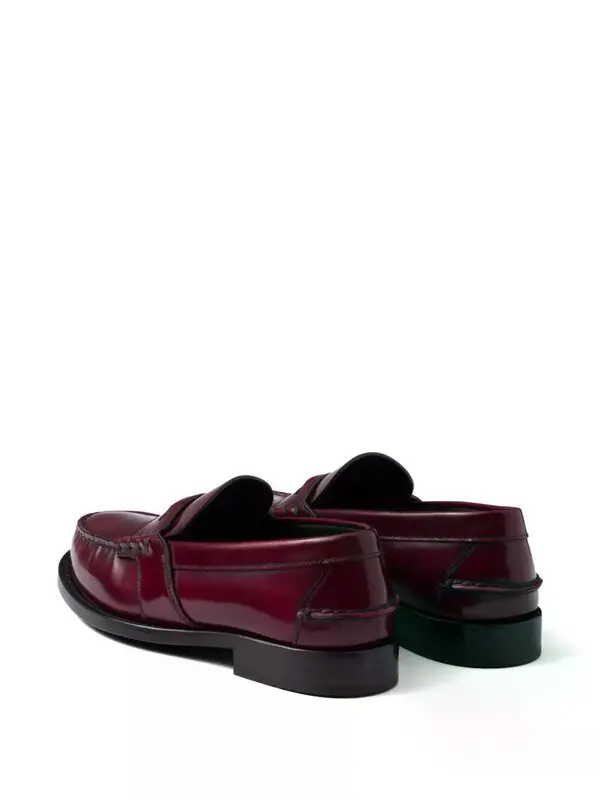 Prada Brushed-leather Loafers - Red