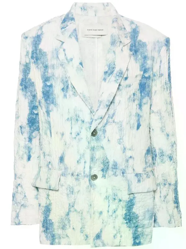 FENG CHEN WANG Seersucker Single-breasted Blazer - Blue