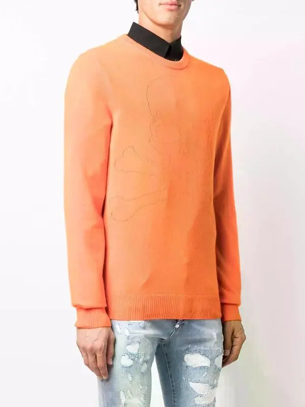 Philipp Plein Fine-knit Skull-motif Jumper - Orange