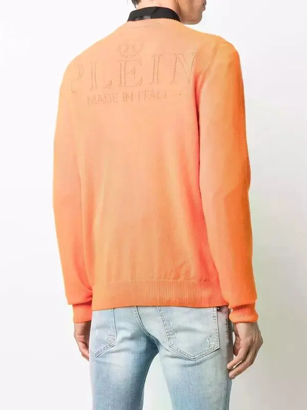 Philipp Plein Fine-knit Skull-motif Jumper - Orange