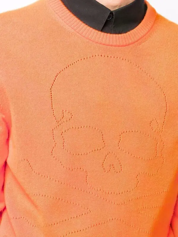 Philipp Plein Fine-knit Skull-motif Jumper - Orange