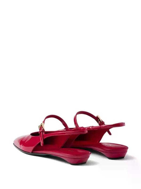 Prada Leather Slingback Ballerina Shoes - Red