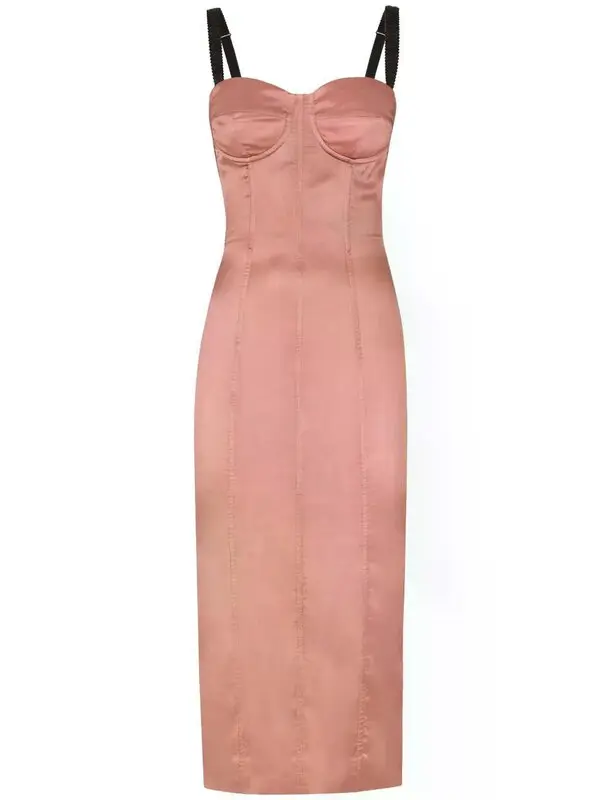 Dolce & Gabbana Sweetheart-neck Silk-blend Dress - Pink