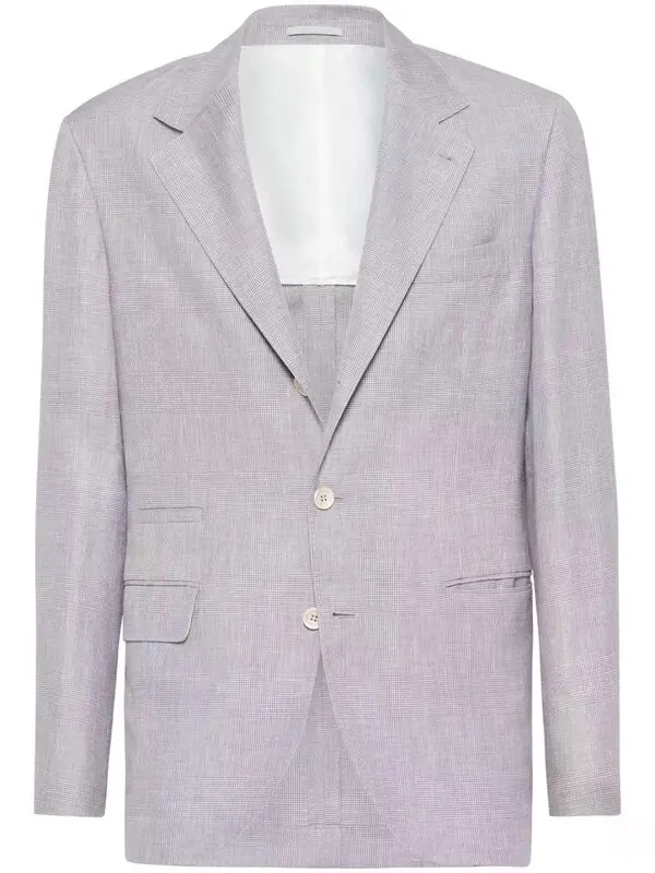 Brunello Cucinelli Prince Of Wales Check Blazer - Purple