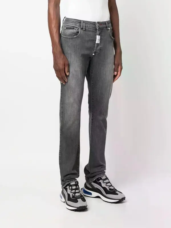 Philipp Plein Logo-patch Slim-cut Jeans - Grey