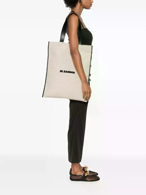 JIL SANDER Flat Embroidered-logo Tote Bag