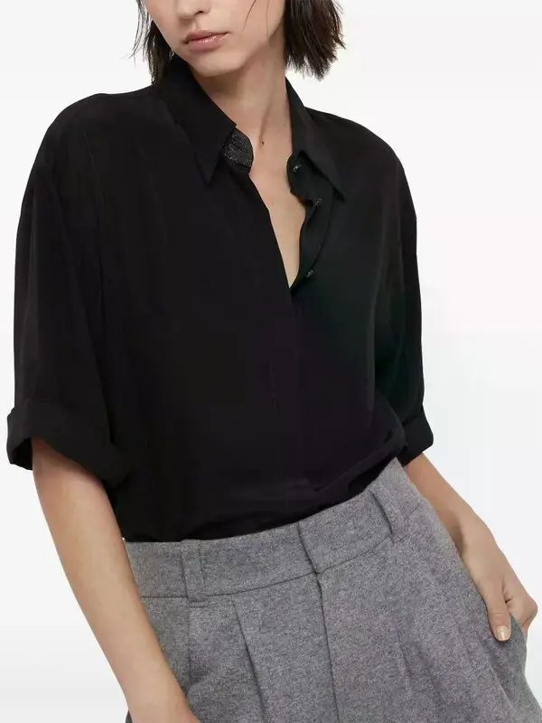 Brunello Cucinelli Monili-bead Embellished Silk Shirt