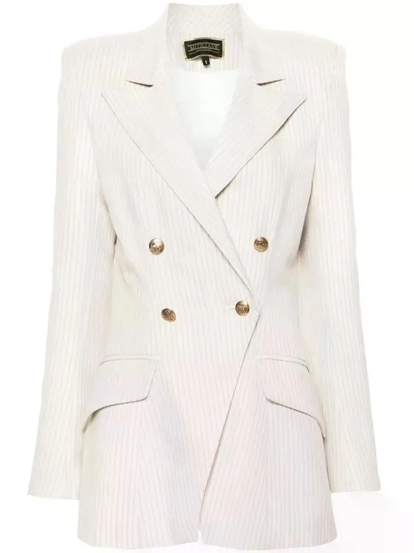 MITILIANE COUTURE Striped Double-breasted Blazer - Neutrals