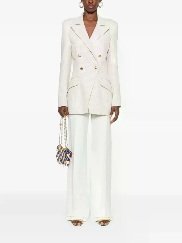MITILIANE COUTURE Striped Double-breasted Blazer - Neutrals